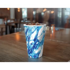 16oz Ice Cold Drink Paper Cup 2023 White/Blue Splash Design 1000cs 90mm Rim