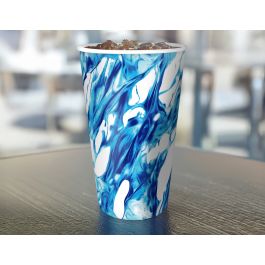 44oz Ice Cold Drink Paper Cup 2023 Splash White/Blue Design 500cs 114mm Rim