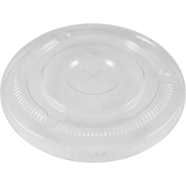 Clear Flat Lid with Straw Slot 1000/cs Fits 98mm PET cups.